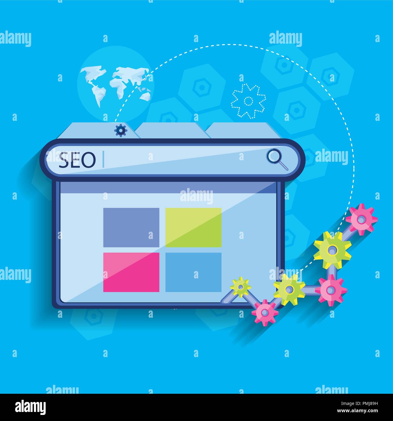 search engine optimization with template webpage vector illustration ...