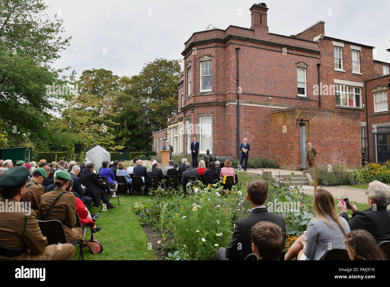 The Duke of Cambridge (centre) at the unveiling of a new sculpture of ...