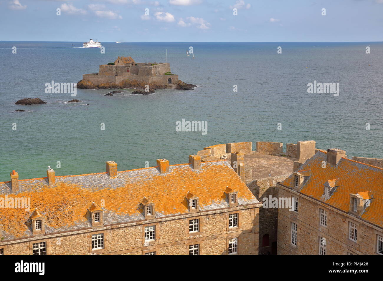View of the Fort National from the top of Duchess Anne Castle, with a ...