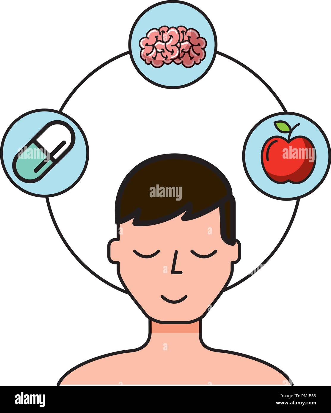 patient man brain apple and medication capsule Stock Vector Image & Art ...