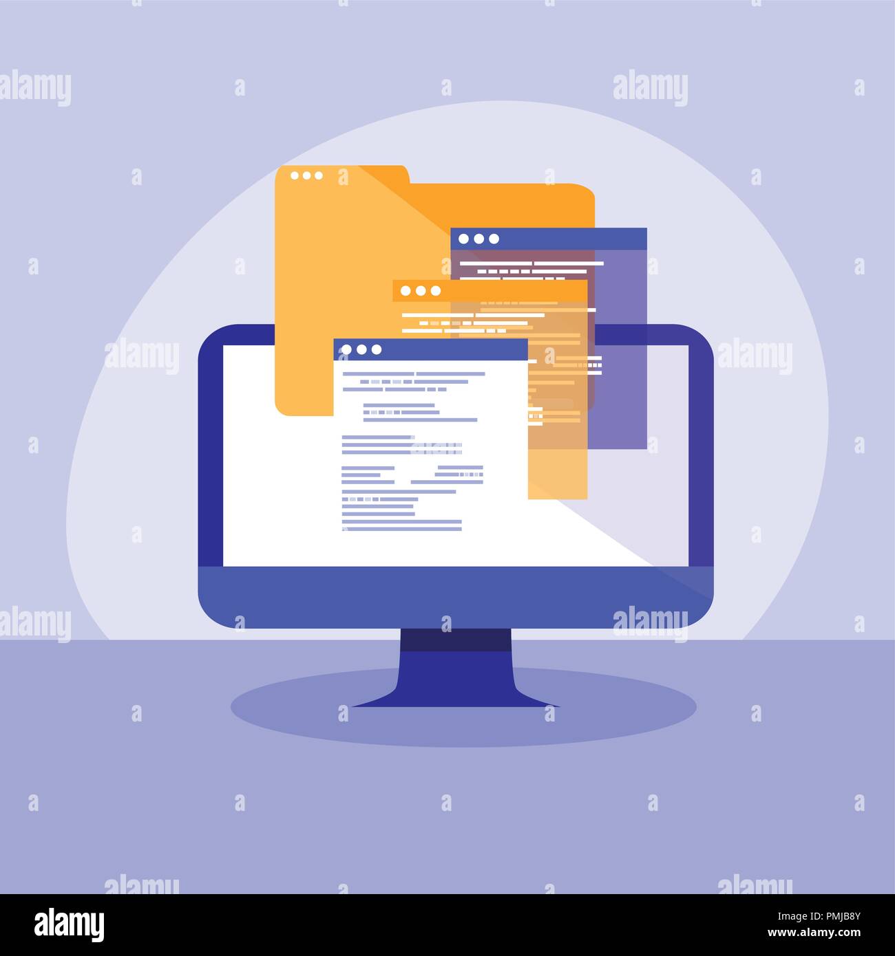 desktop computer with webpage templates vector illustration design ...