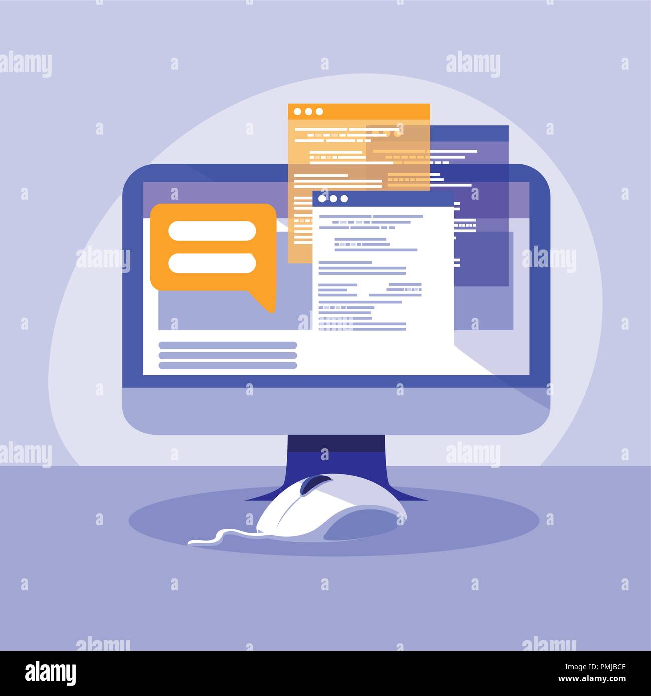 desktop computer with webpage templates vector illustration design ...