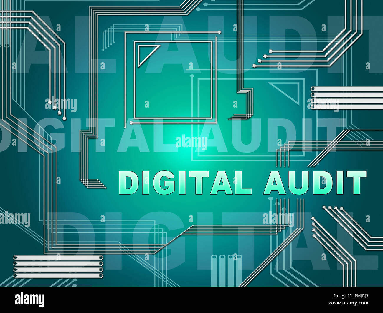 Digital Audit Cyber Network Examination 2d Illustration Shows Analysis ...