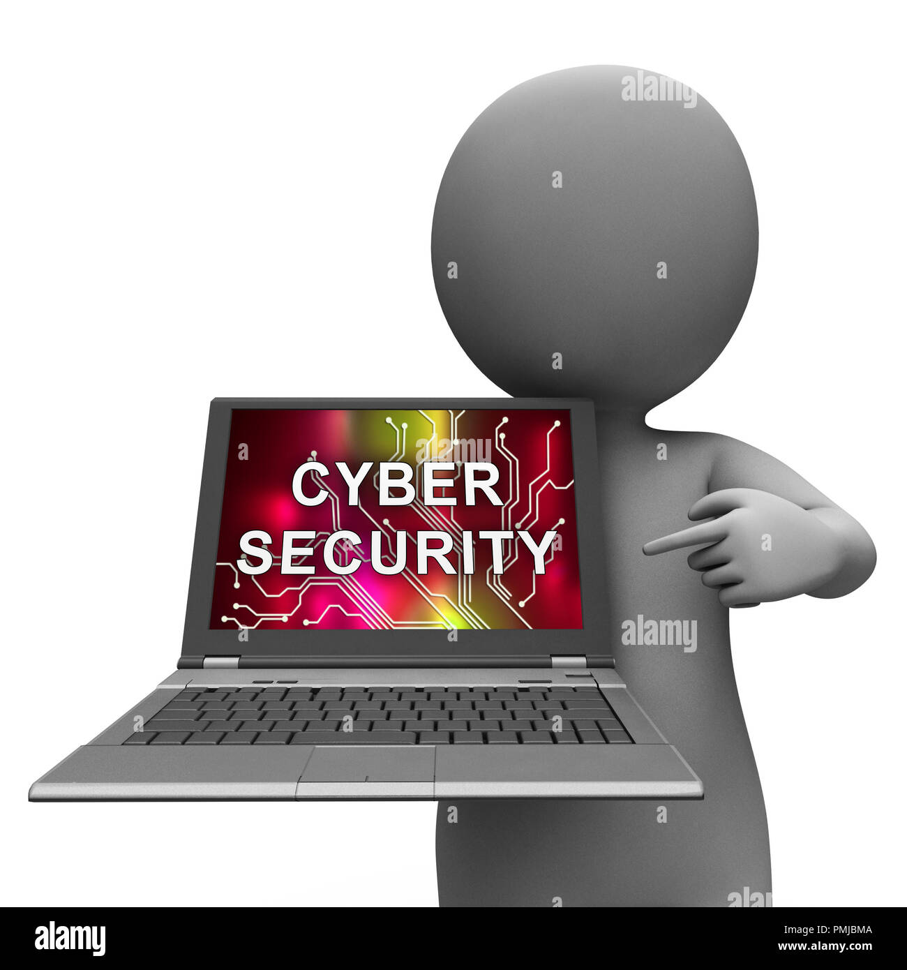 Cybersecurity Technology Hightech Security Guard 3d Rendering Shows ...