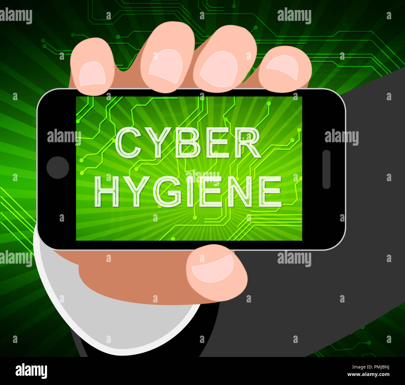 Cyber Hygiene Healthy Data Structure 3d Illustration Shows Internet ...