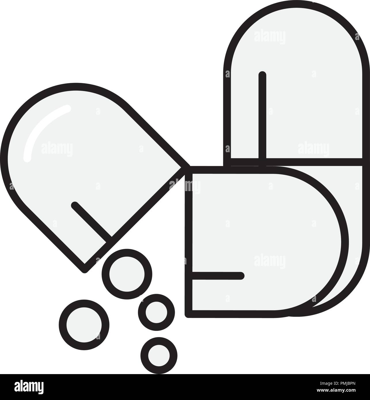 open capsule pill pouring balls medicine Stock Vector Image & Art - Alamy