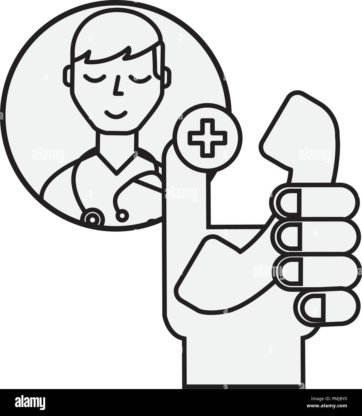 hand holding telephone medical doctor helpline Stock Vector Image & Art ...