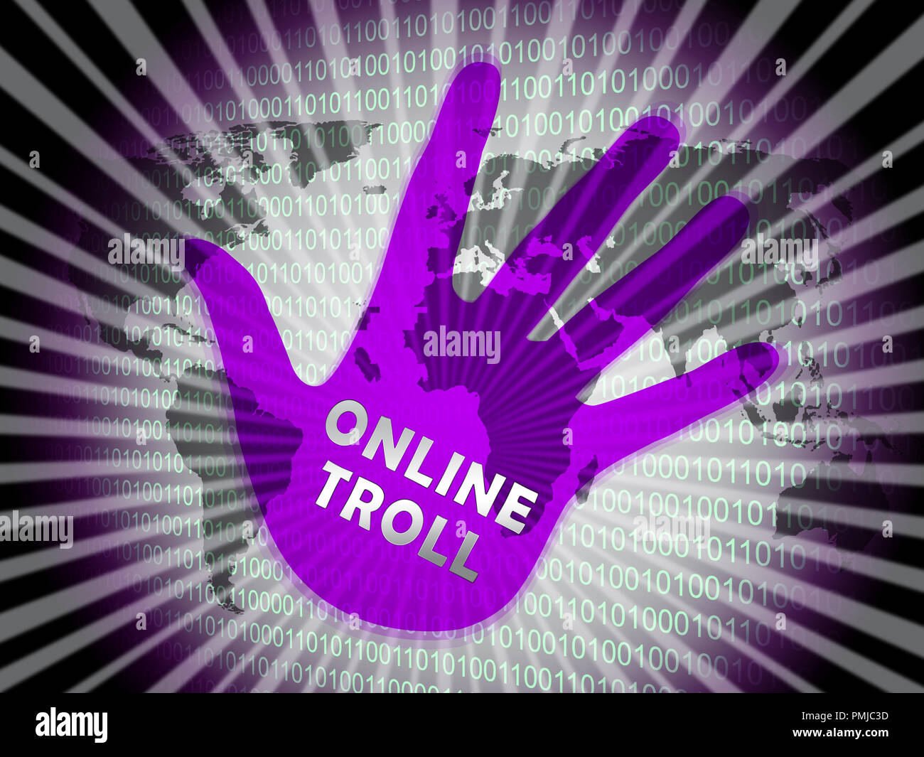Online Troll Rude Sarcastic Threat 2d Illustration Shows Cyberspace ...