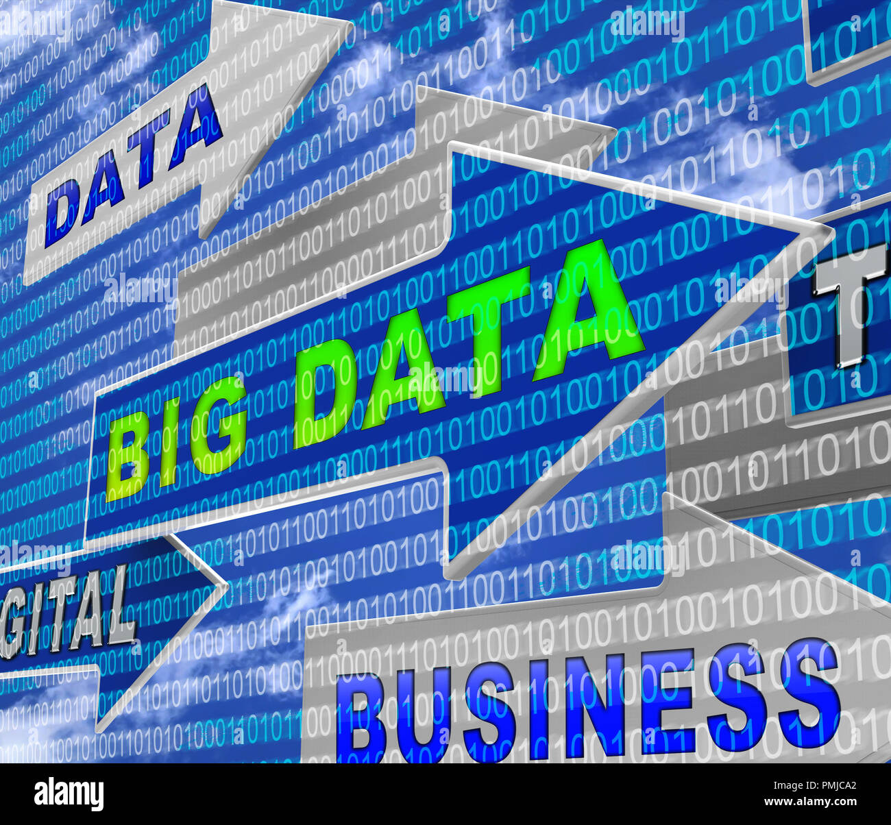 Bigdata Flow Stream Of Big Data 3d Illustration Shows A Fluid ...
