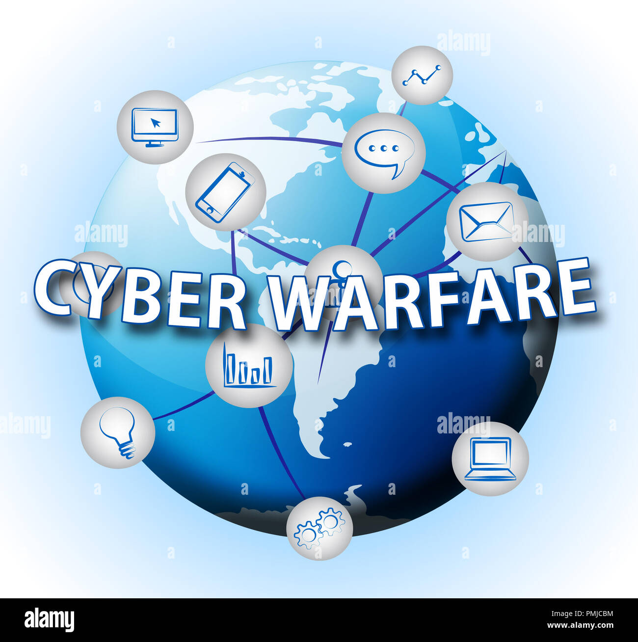 Cyber Warfare Hacking Attack Threat 3d Illustration Shows Government ...