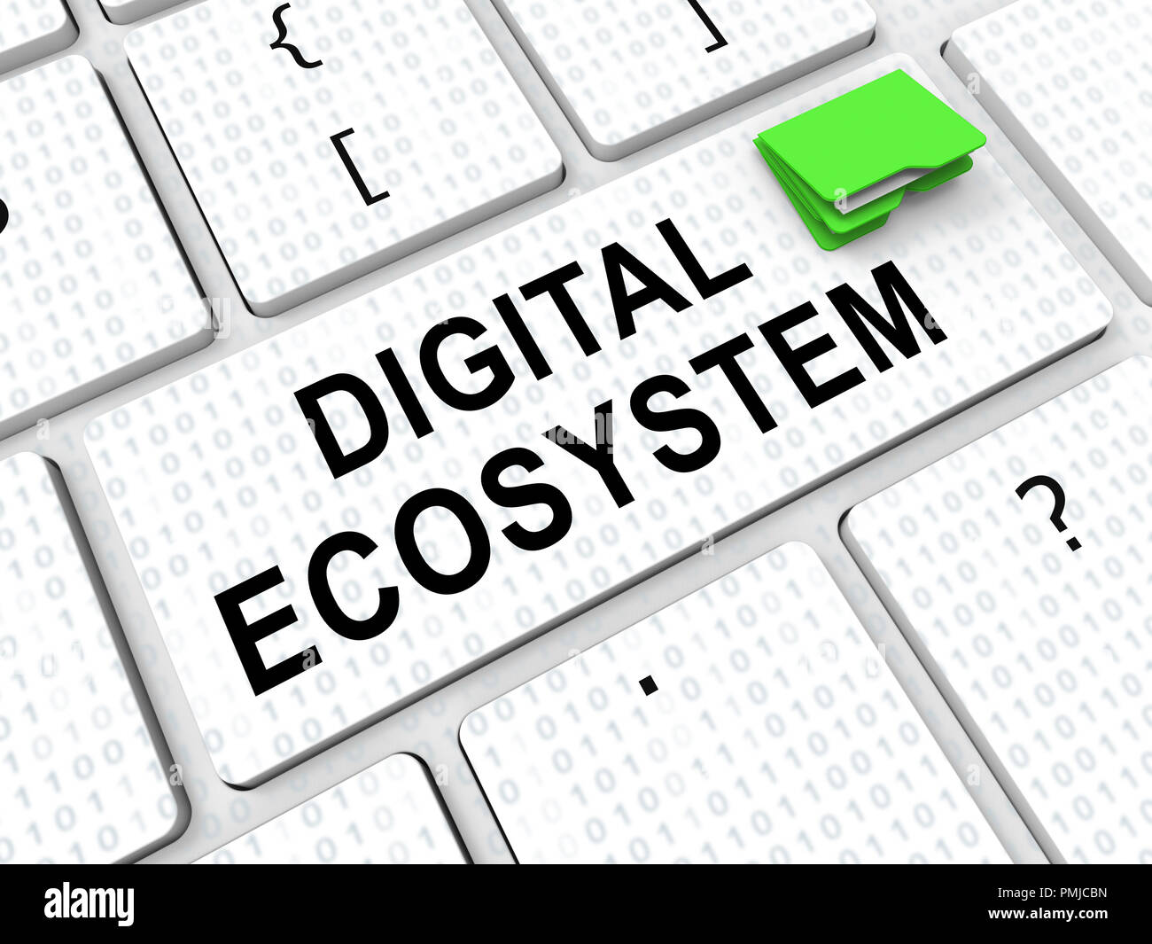 Digital Eco System Data Interaction 3d Rendering Shows Internet ...
