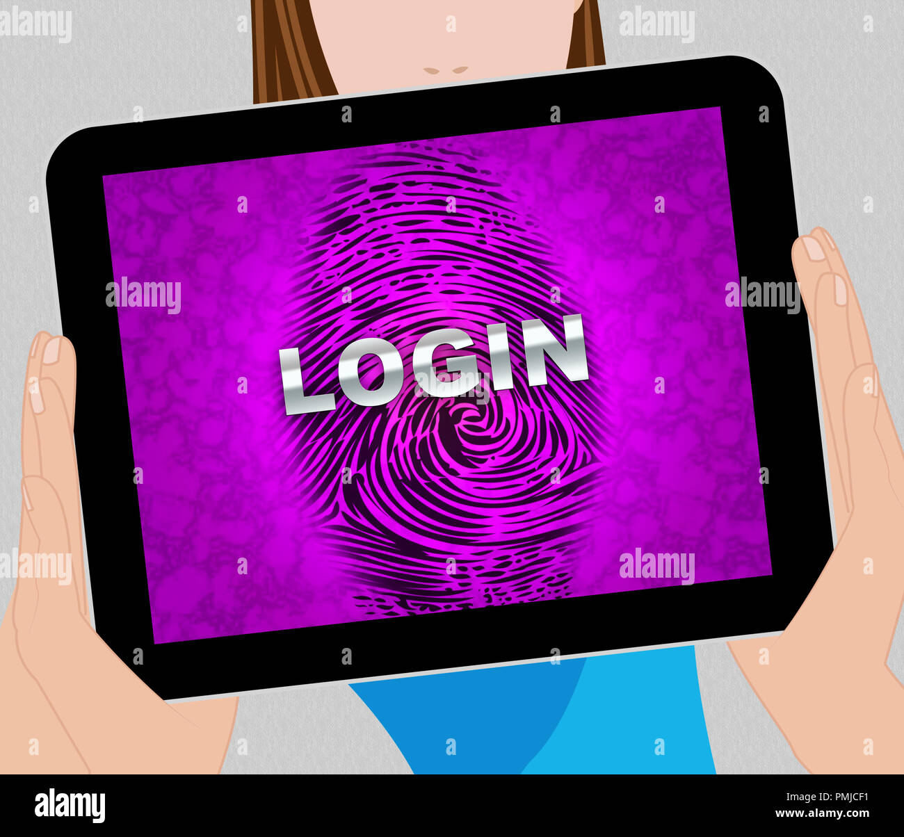 Fingerprint Login Smart Biometric Security 2d Illustration Shows ...