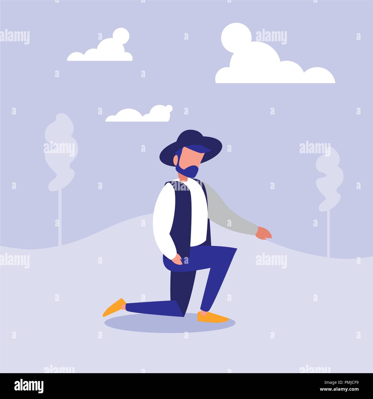 man dancing in landscape avatar character vector illustration design ...