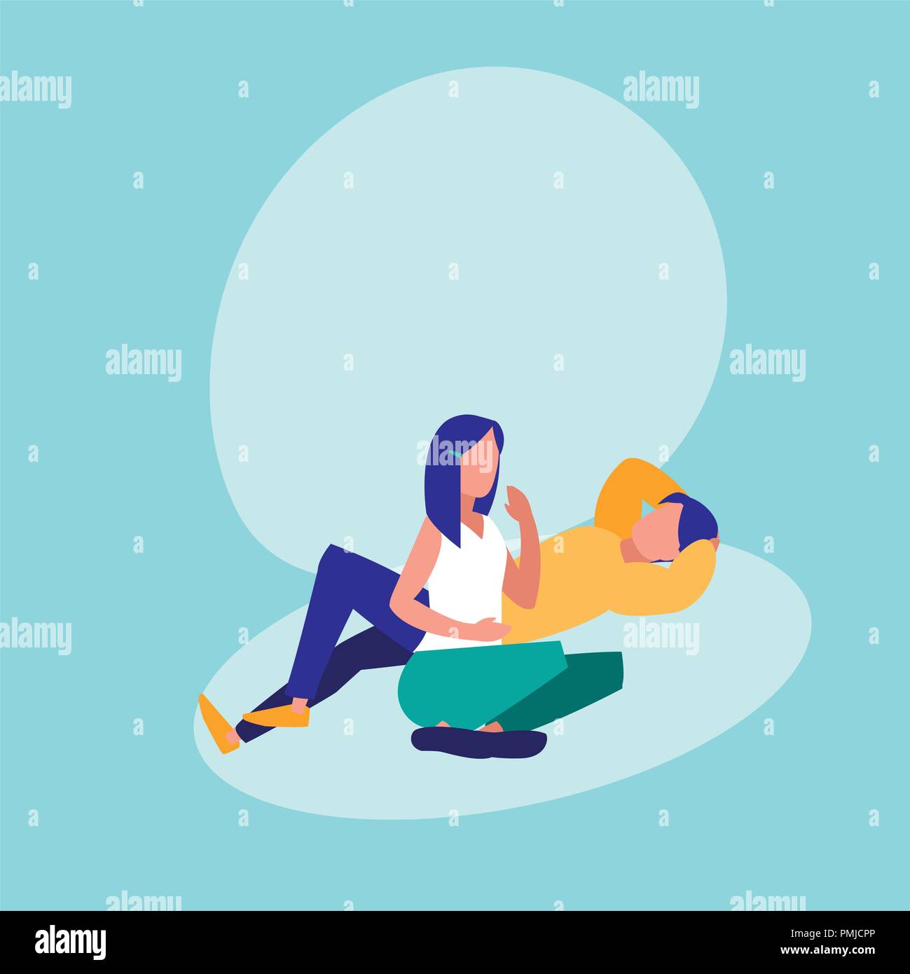 couple resting avatar character vector illustration design Stock Vector ...