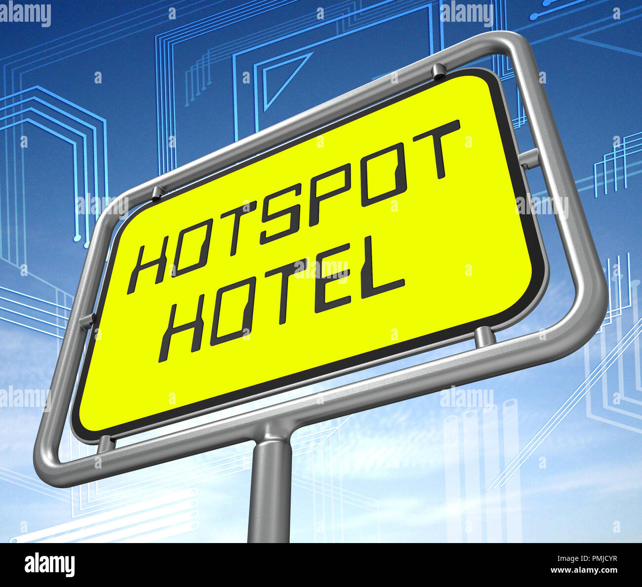 Hotspot Hotel Online Accomodation Wifi 3d Illustration Shows Internet ...