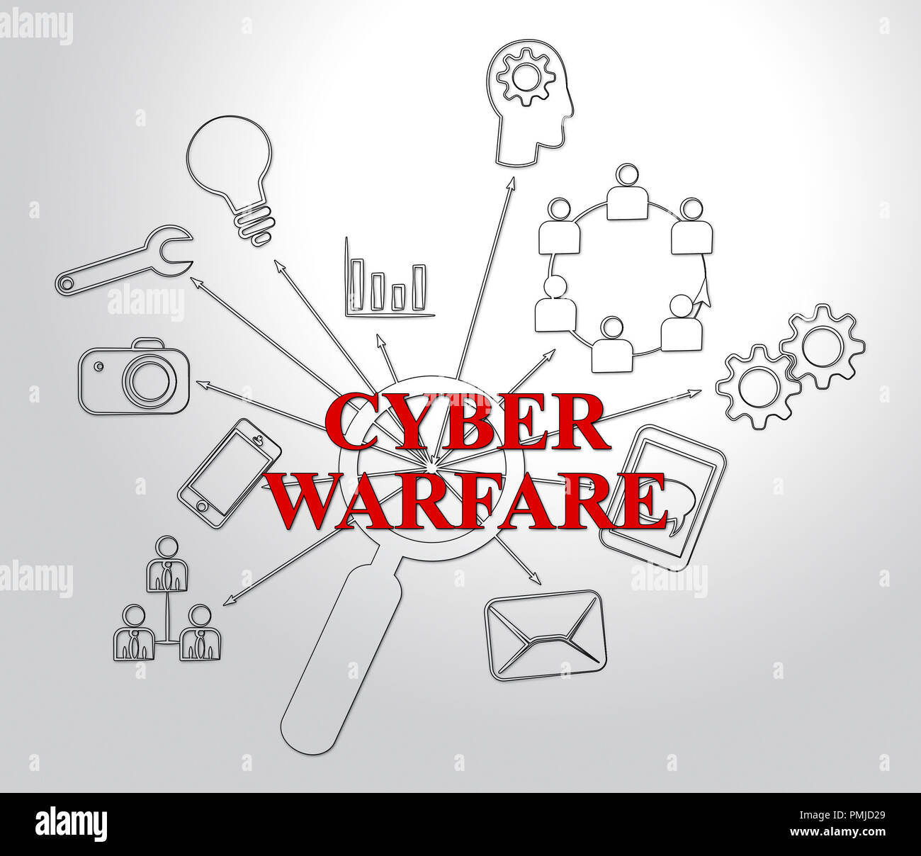 Cyber Warfare Hacking Attack Threat 2d Illustration Shows Government ...
