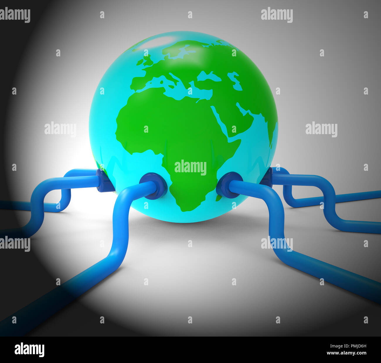 Interconnected Globe World Technology Link 3d Rendering Shows Worldwide ...