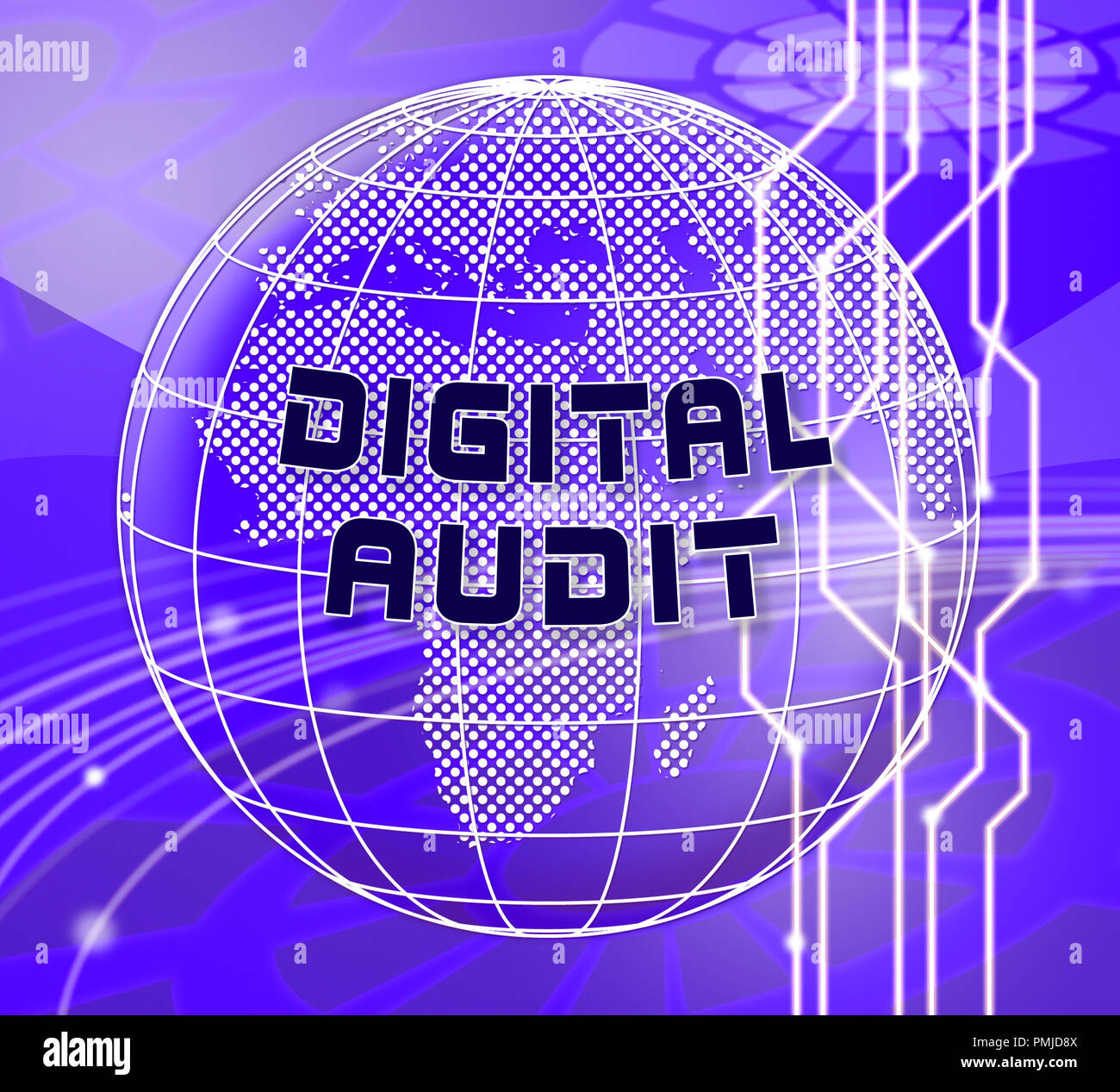 Digital Audit Cyber Network Examination 3d Illustration Shows Analysis ...