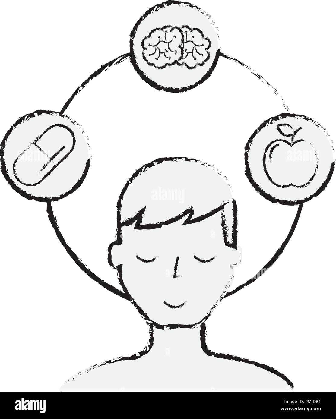 patient man brain apple and medication capsule Stock Vector Image & Art ...