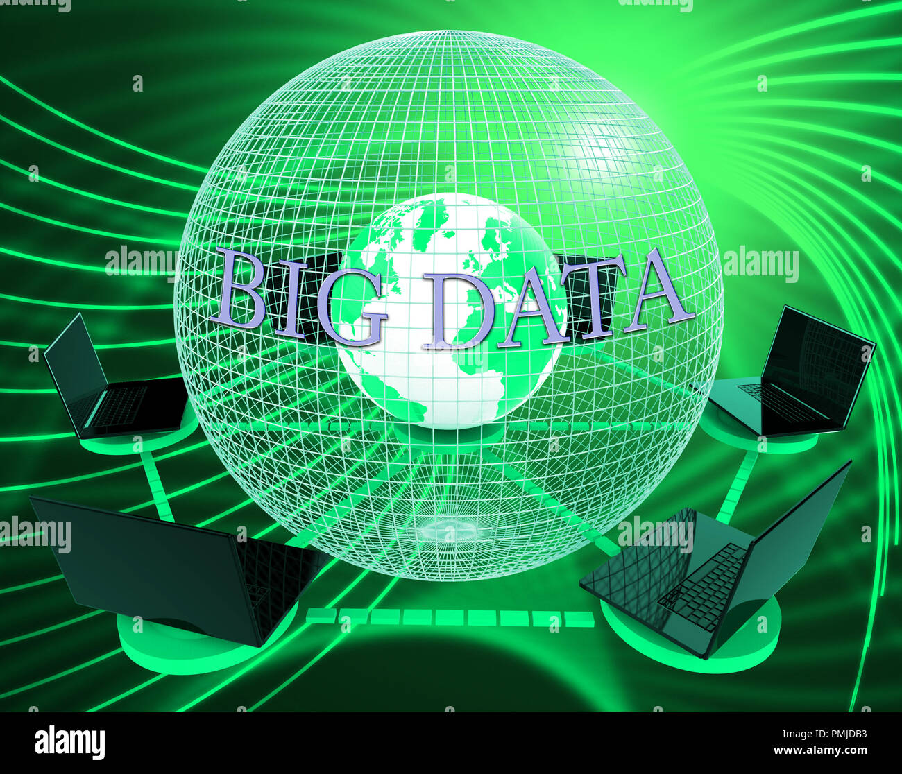 Bigdata Flow Stream Of Big Data 3d Illustration Shows A Fluid ...