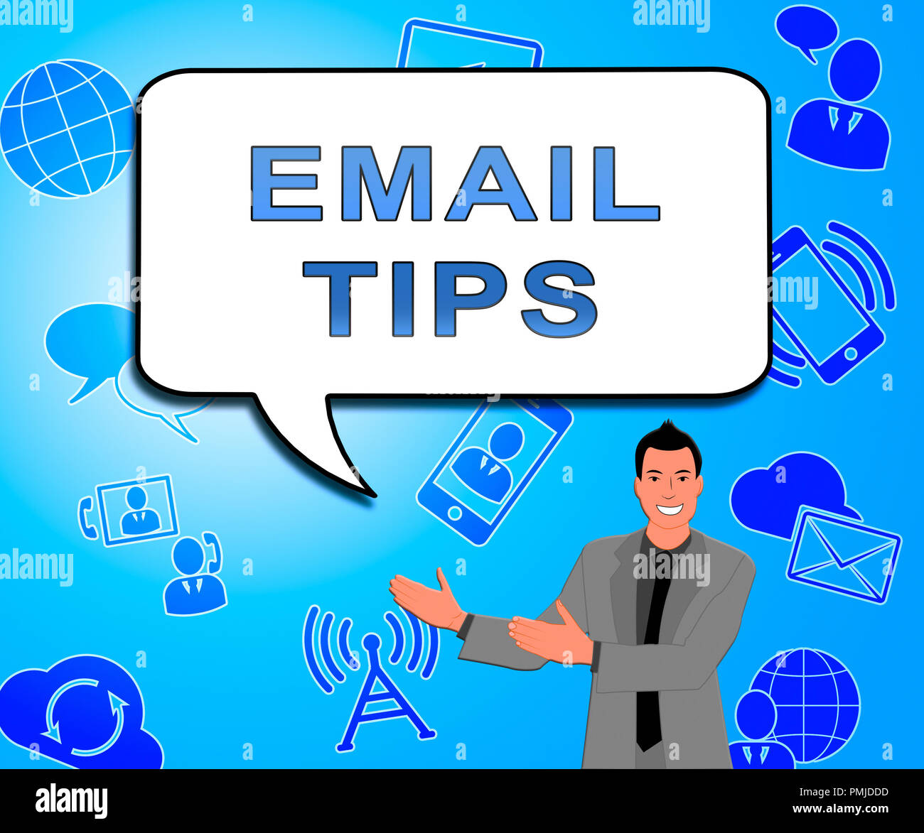 Email Tips Online Postal Solution 2d Illustration Shows Suggestions And ...