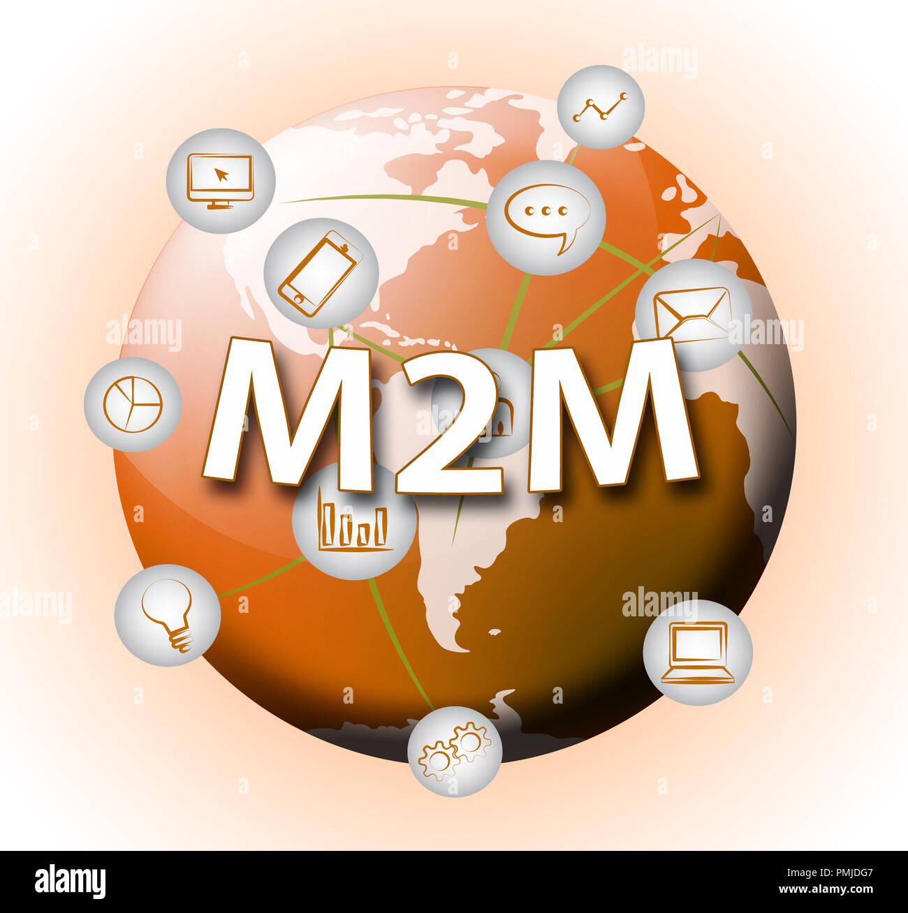 M2M Machine Connectivity And Cooperation 2d Illustration Shows ...