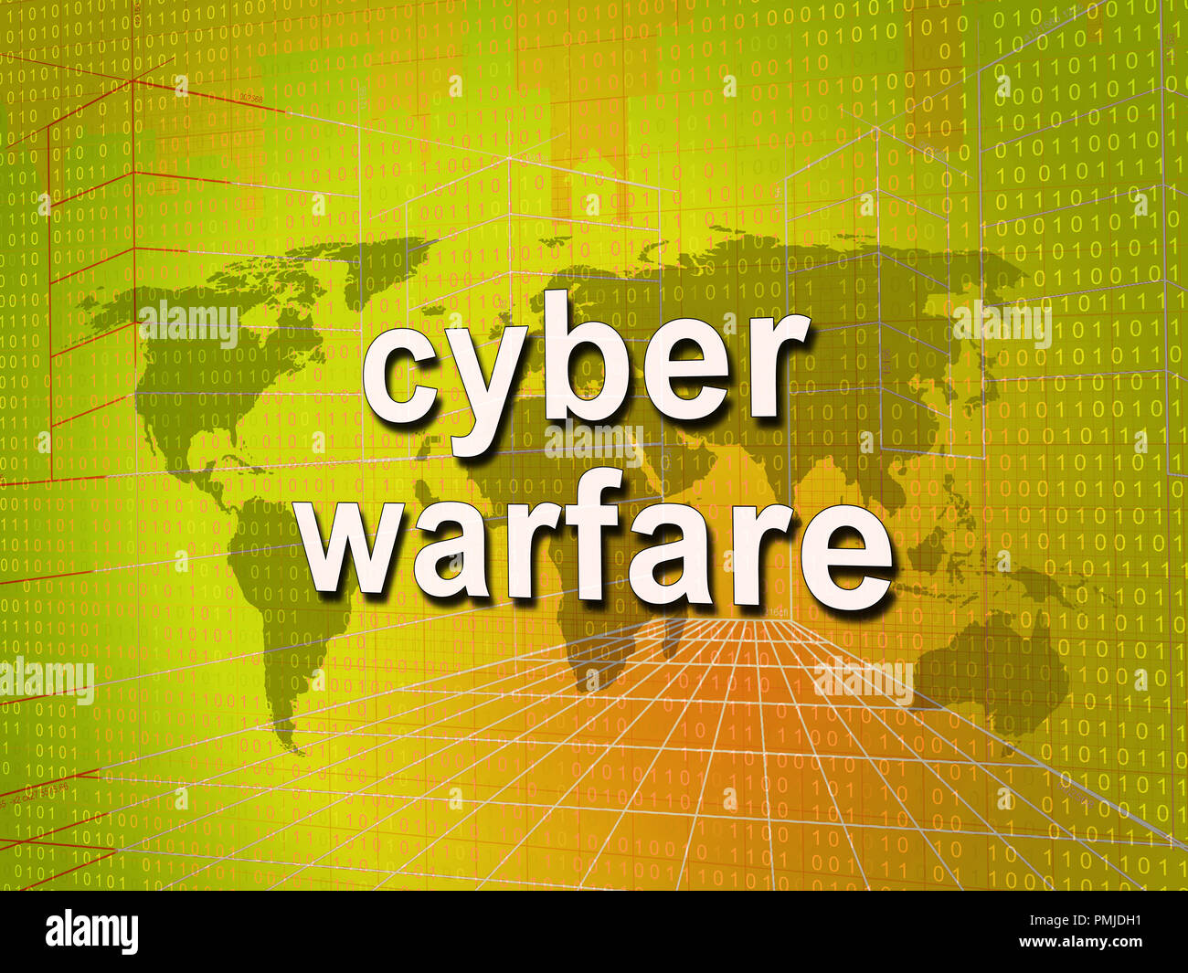 Cyberwarfare Digital Armed Attack Surveillance 2d Illustration Shows ...