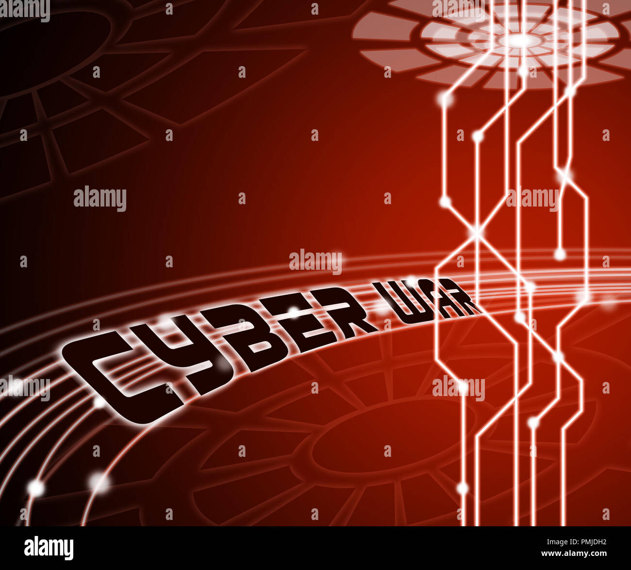 Cyberwar Virtual Warfare Hacking Invasion 3d Illustration Shows ...