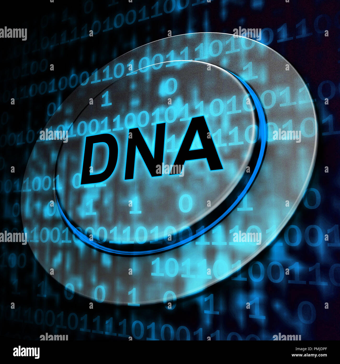 Binary Dna Chromosome Digital Bits 3d Rendering Shows Biochemistry ...
