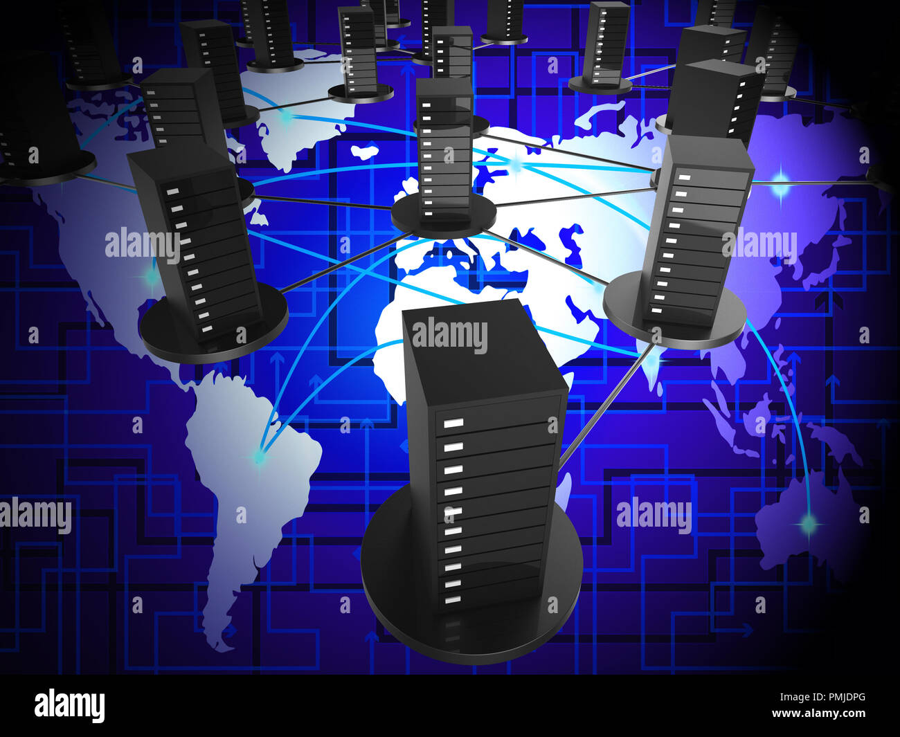 Interconnected Globe World Technology Link 3d Rendering Shows Worldwide ...