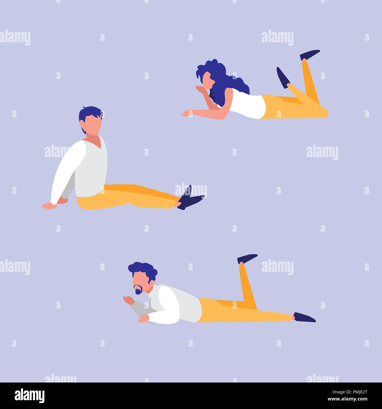 group people lying down avatar character vector illustration design ...