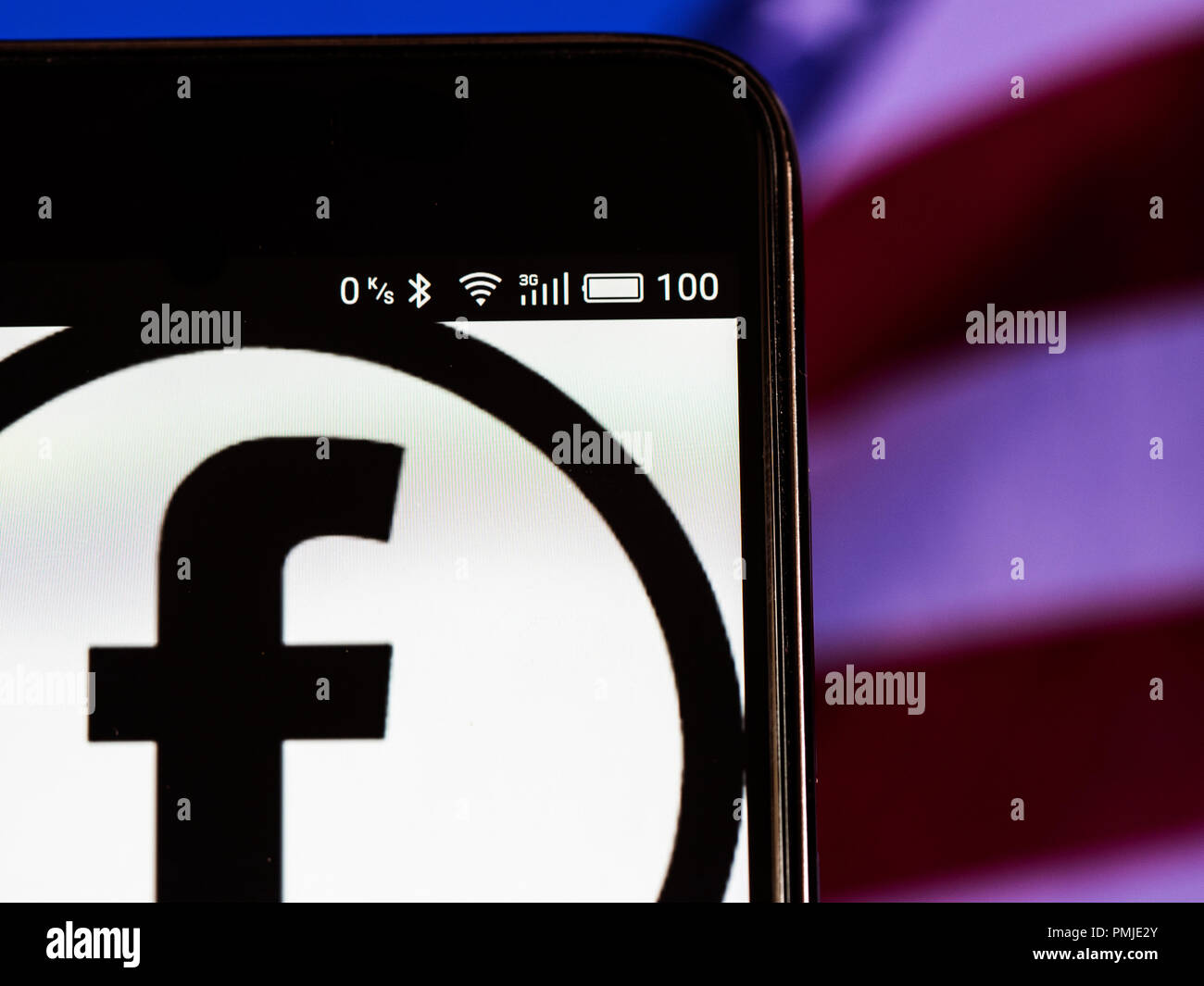 Facebook logo seen displayed on a smart phone Stock Photo - Alamy