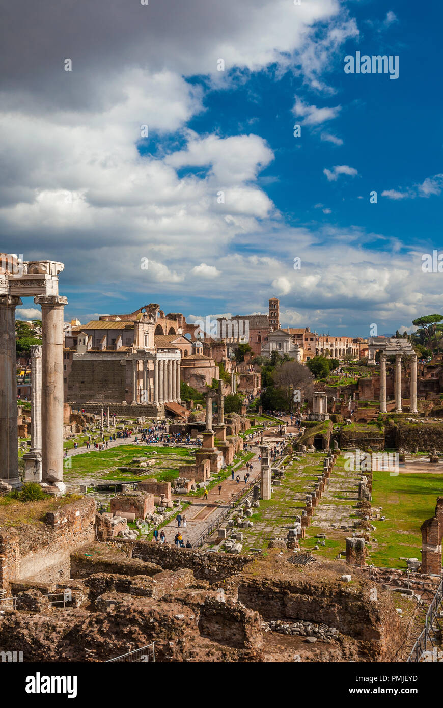 View of Roman Forum and Coliseum ancient ruins Stock Photo - Alamy