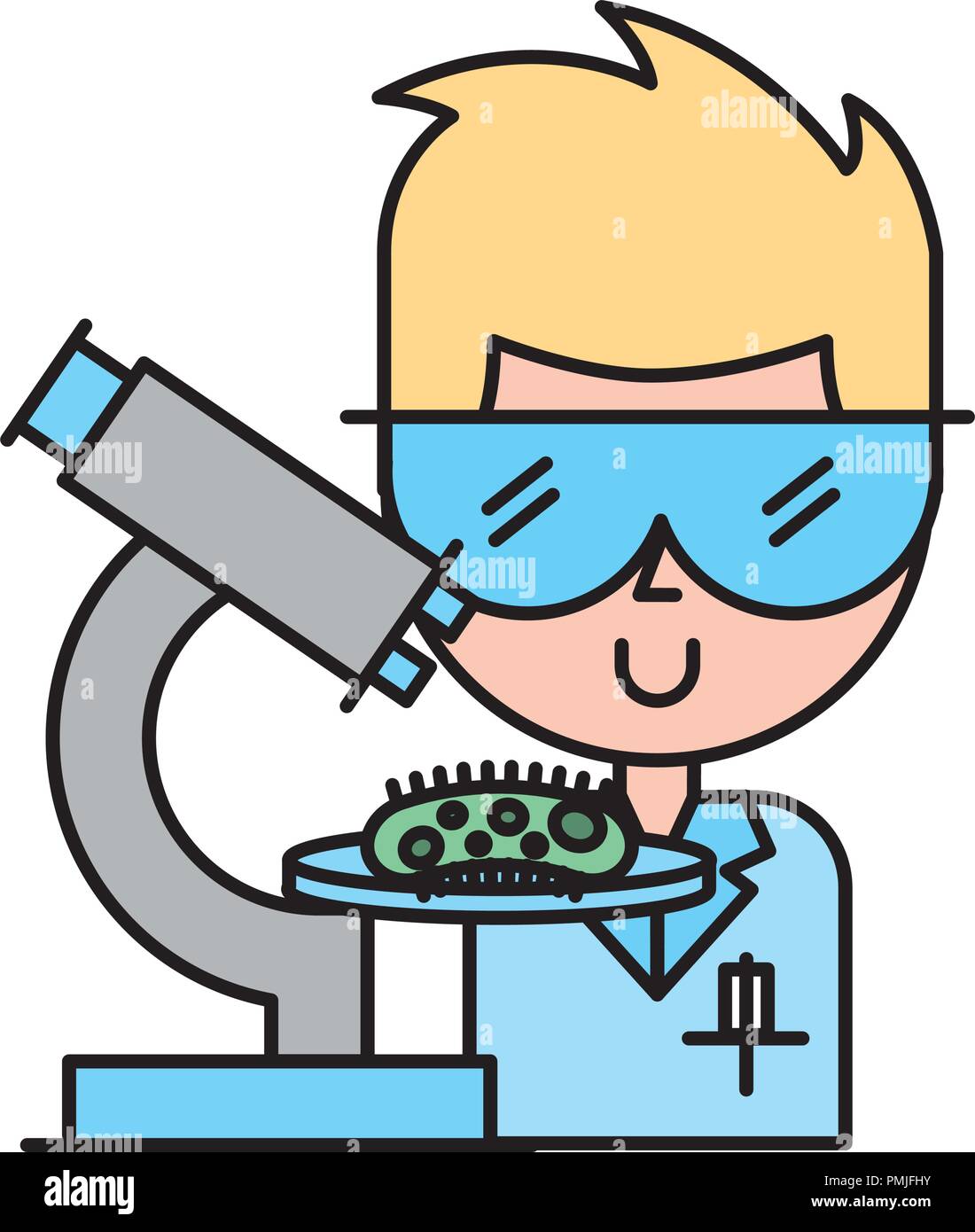 scientific man professor microscope bacteria research Stock Vector ...