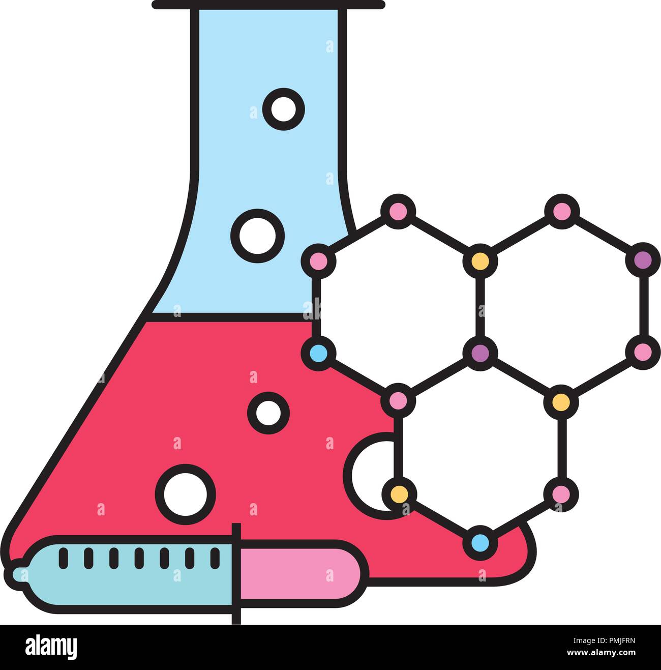 laboratory test tube sample dropper molecule structure Stock Vector ...