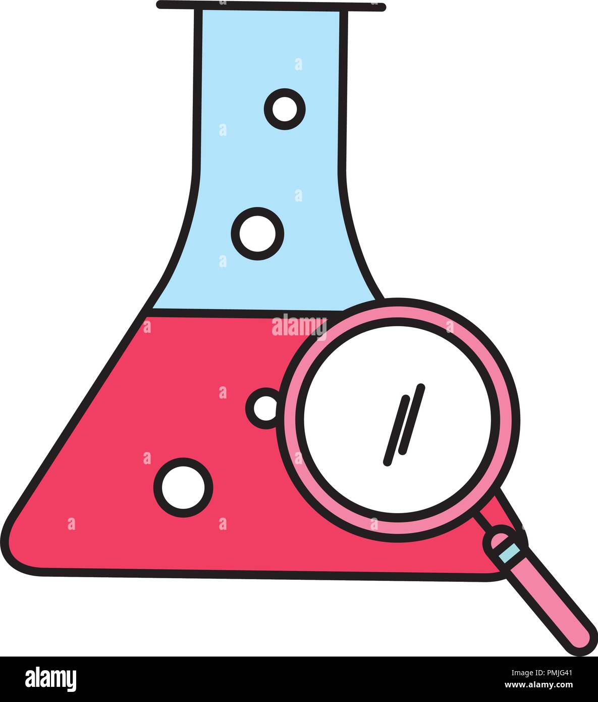 chemistry laboratory beaker flask magnifying glass Stock Vector Image ...