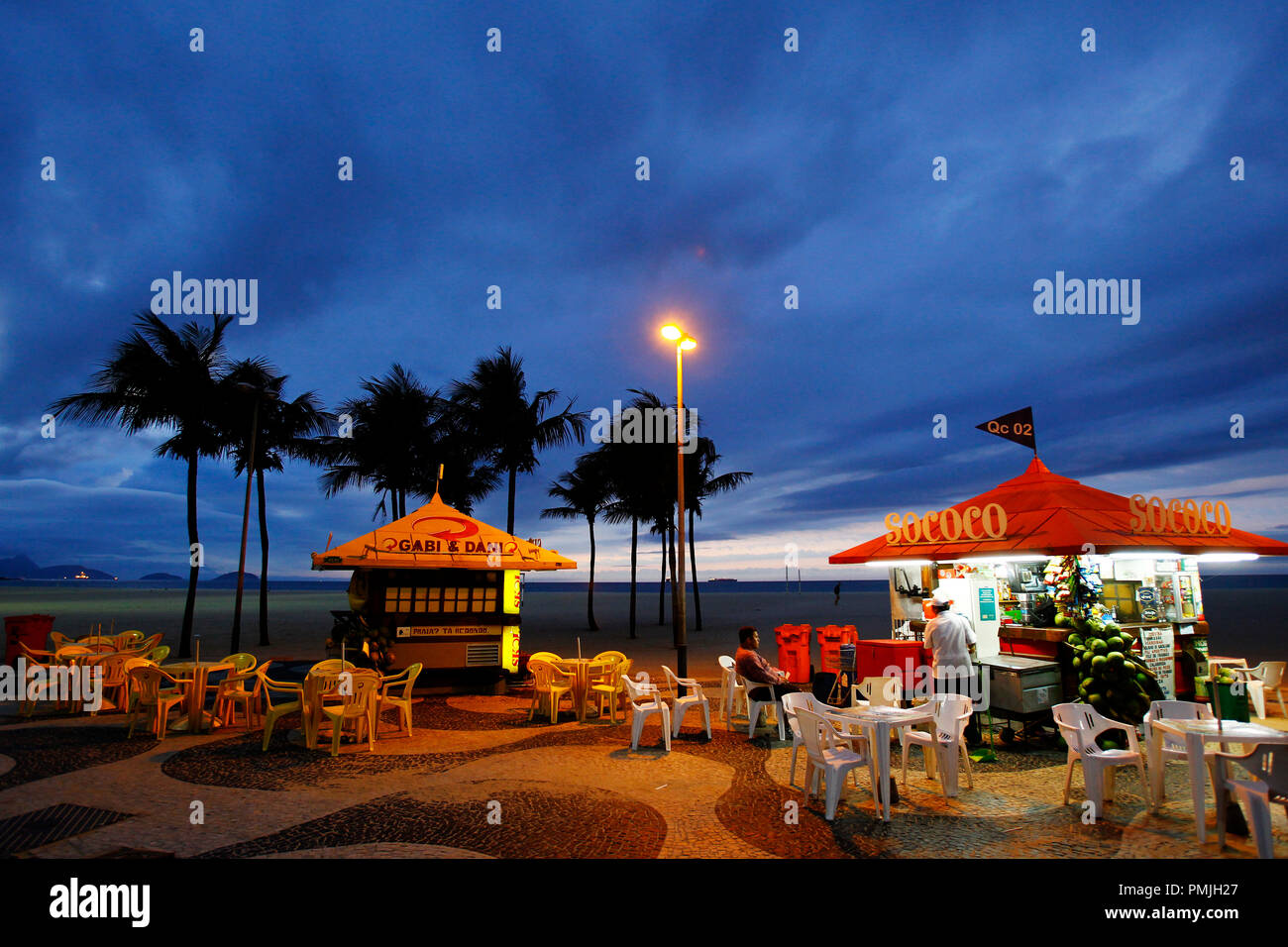 Early morning at Copacabana beach, Rio de Janeiro, Brazil Stock Photo ...