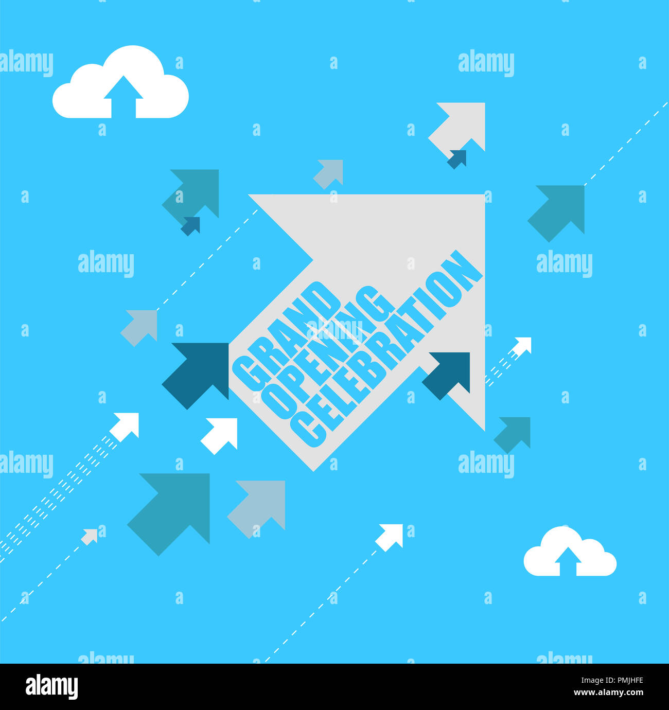 Grand opening celebration multiple arrows following a leader concept ...