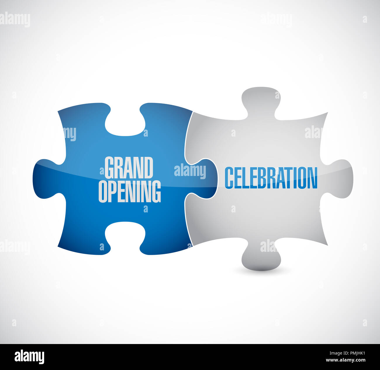 Grand opening celebration puzzle pieces message concept, isolated over ...