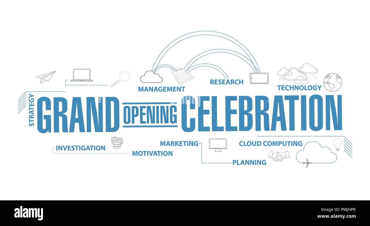 Grand opening celebration diagram plan concept isolated over a white ...