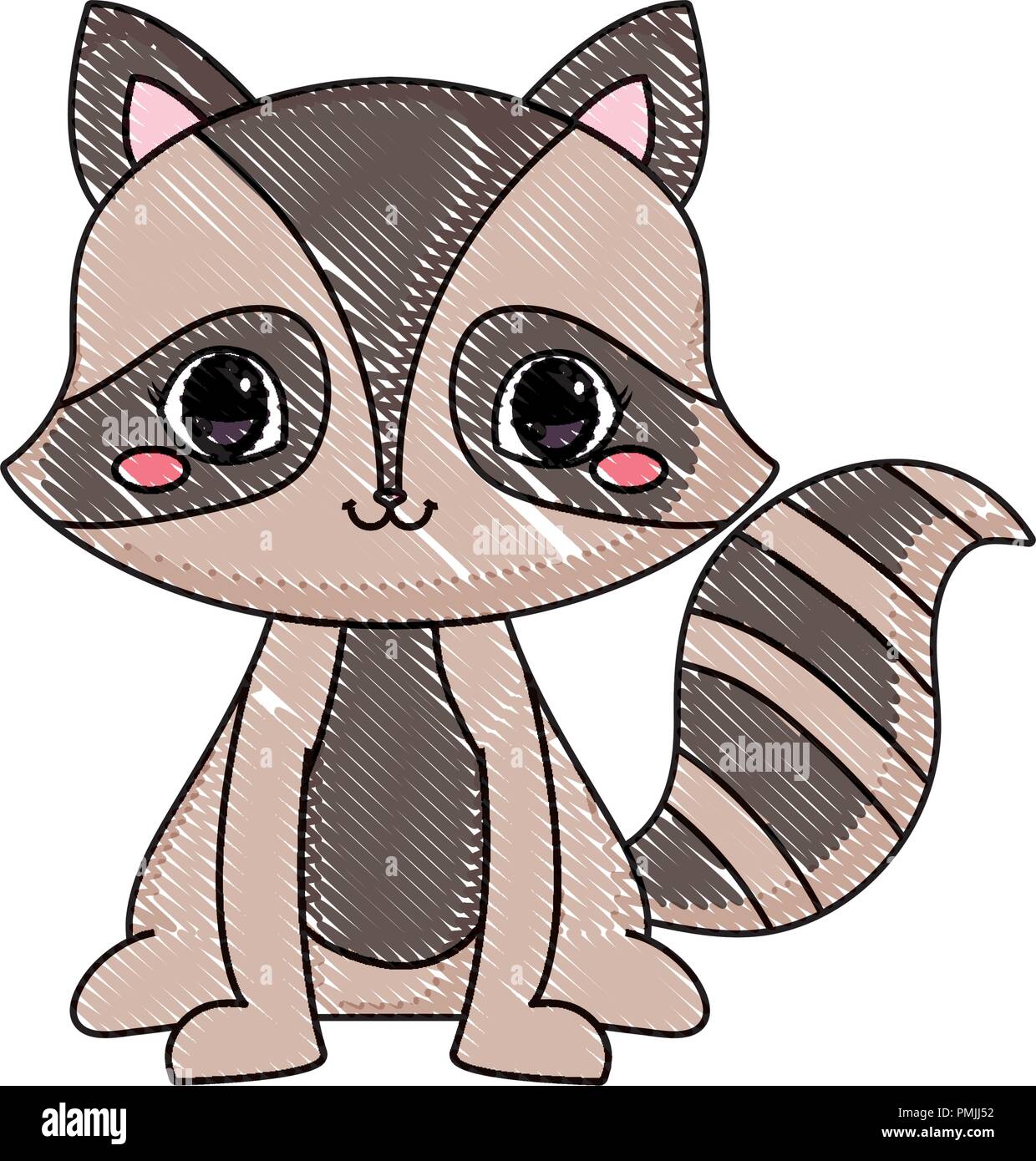 cute raccon icon over white background, vector illustration Stock ...