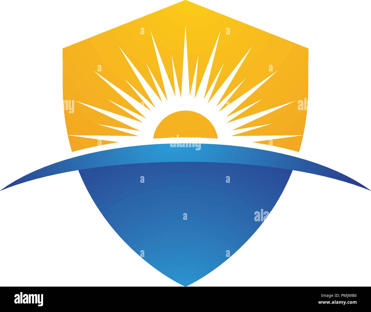 Sun with shield Vector illustration Icon Logo Template design Stock ...