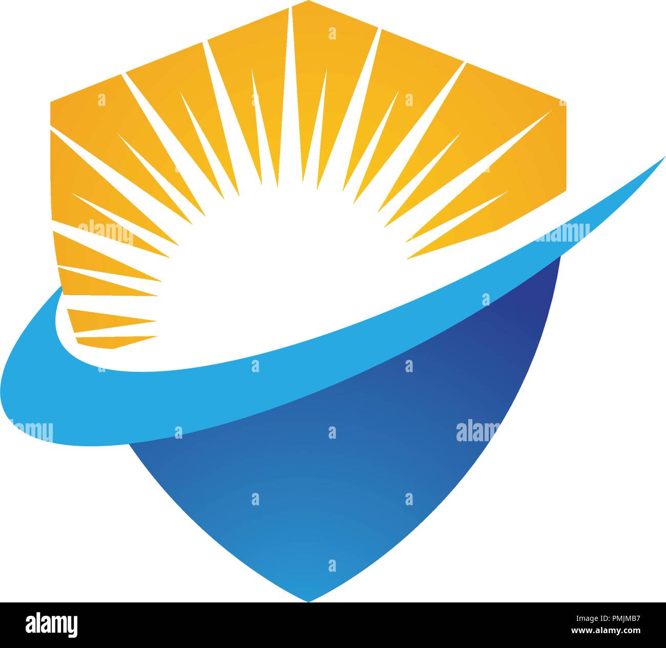 Sun with shield Vector illustration Icon Logo Template design Stock ...