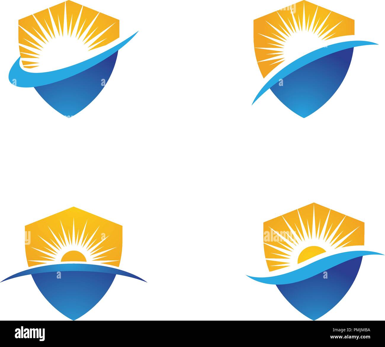 Sun with shield Vector illustration Icon Logo Template design Stock ...