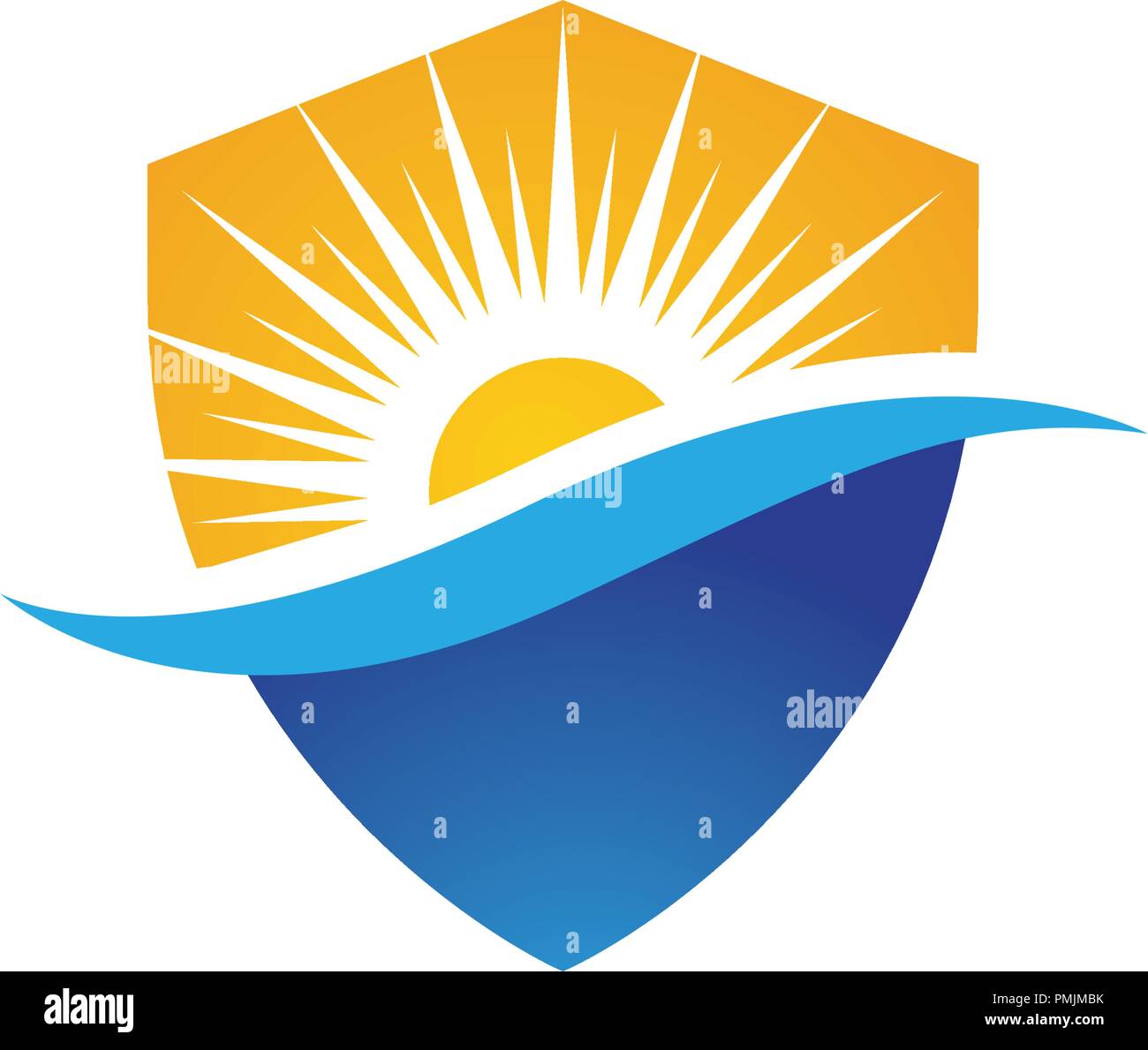 Sun with shield Vector illustration Icon Logo Template design Stock ...
