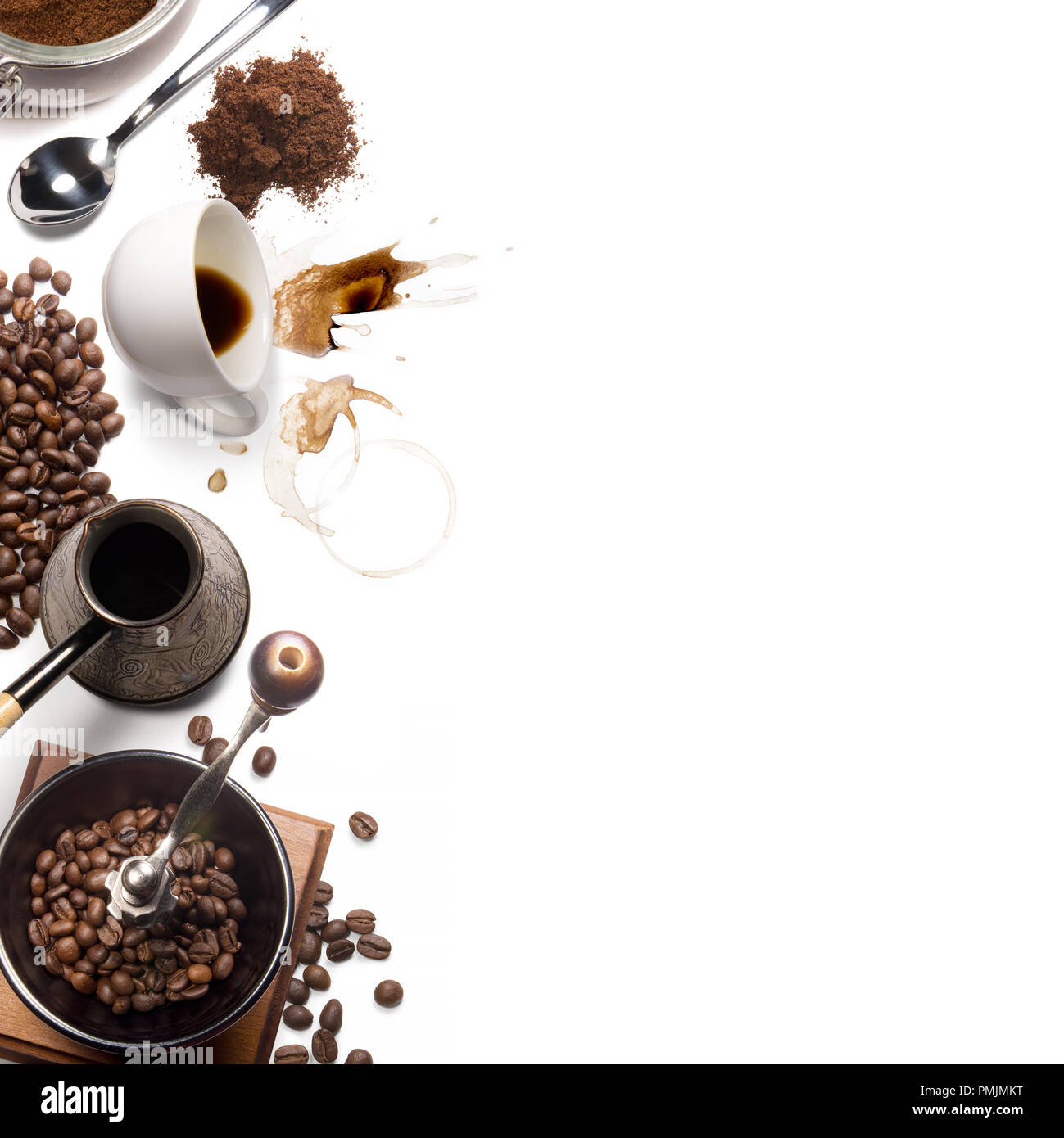 coffee attributes on a white background Stock Photo - Alamy