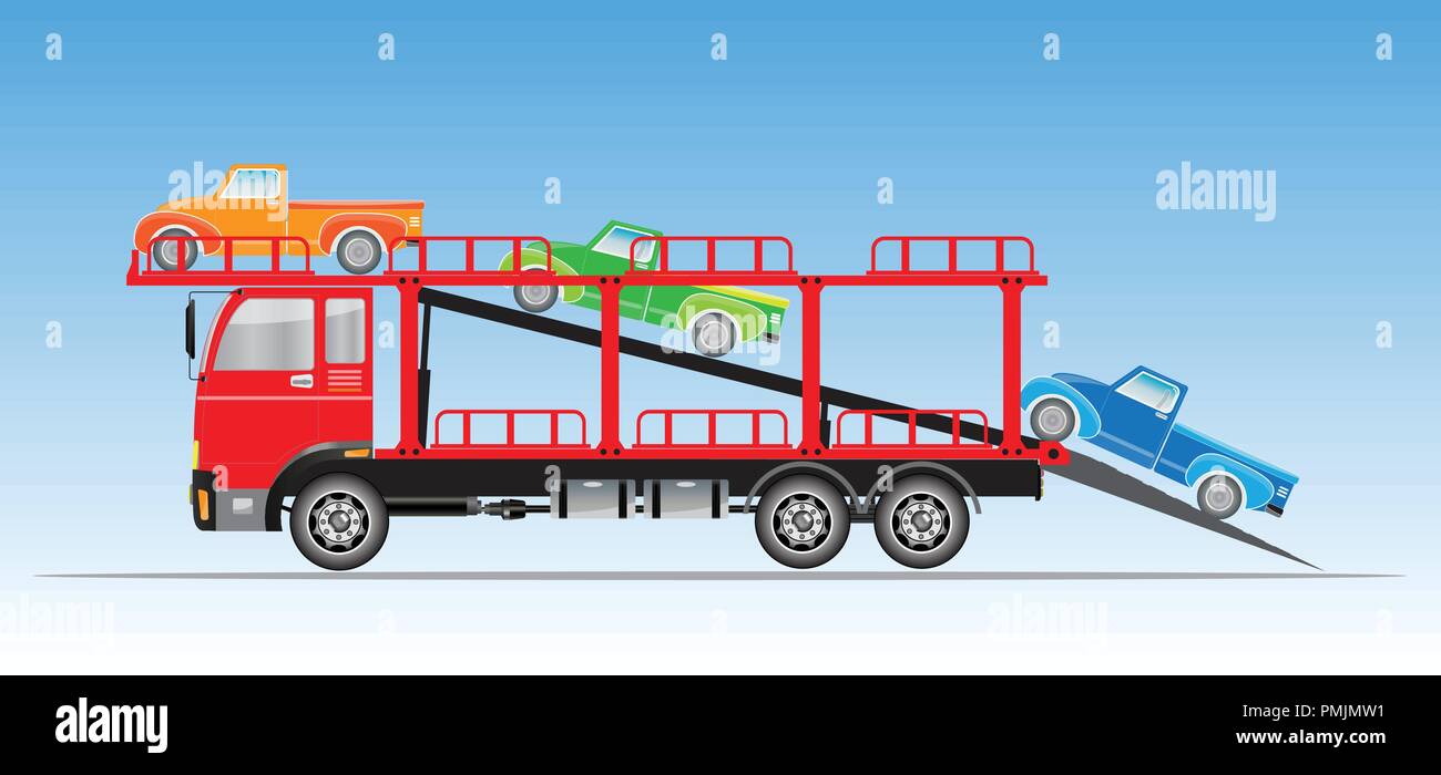 Truck for Car Transportation with old Pick up Vector and illustration ...