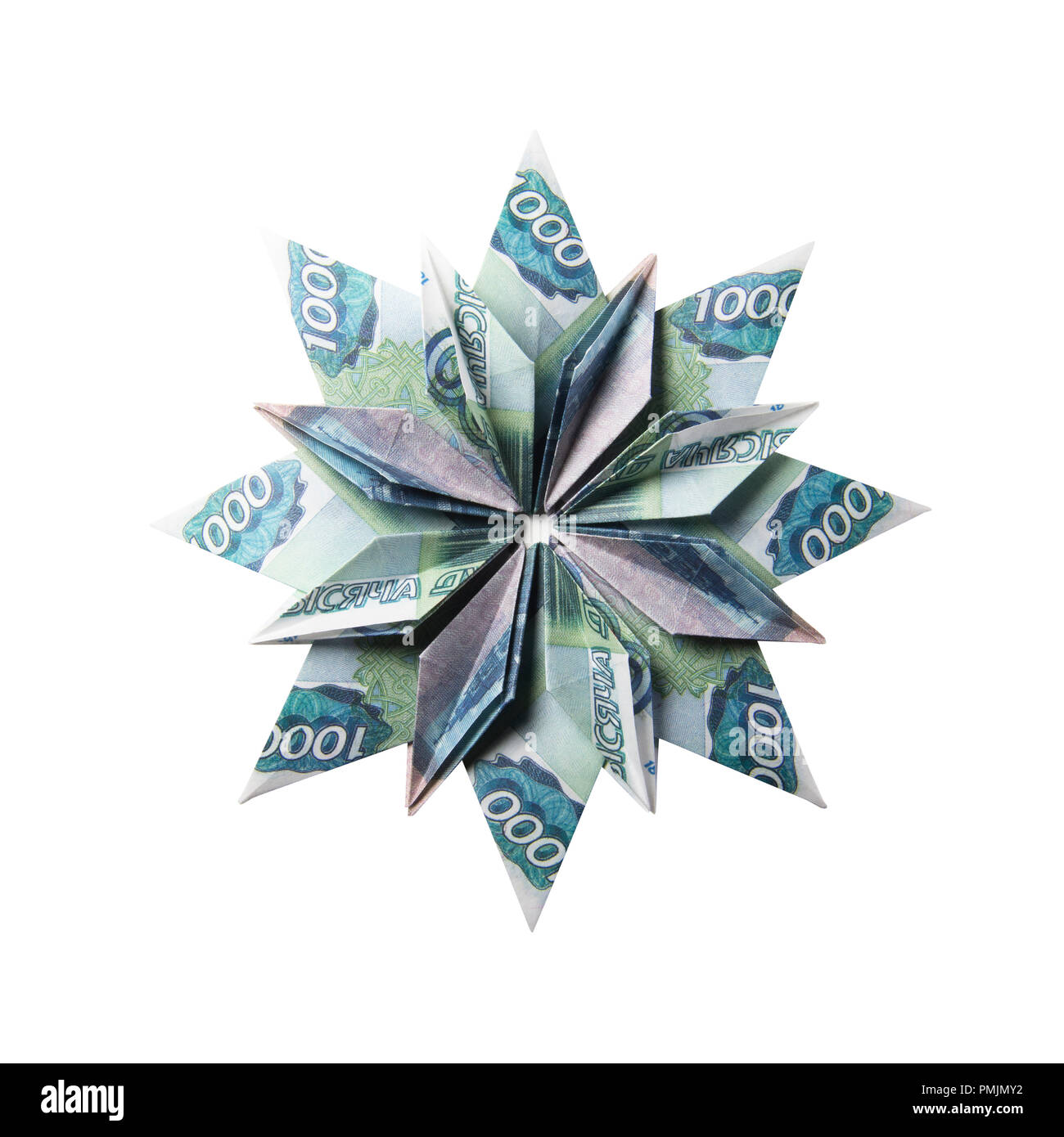 Money Origami snowflake Stock Photo - Alamy