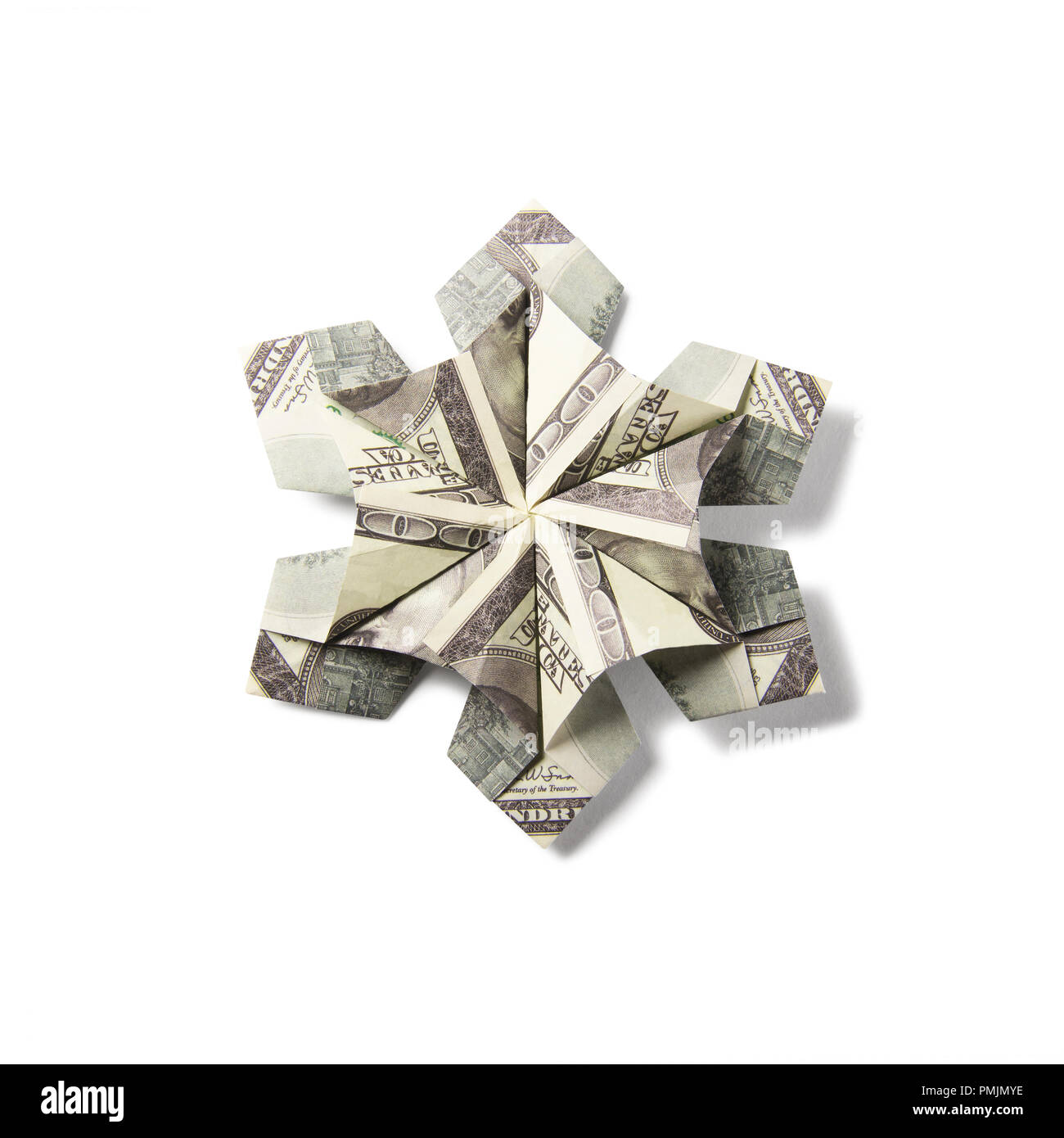 Money Origami snowflake Stock Photo - Alamy