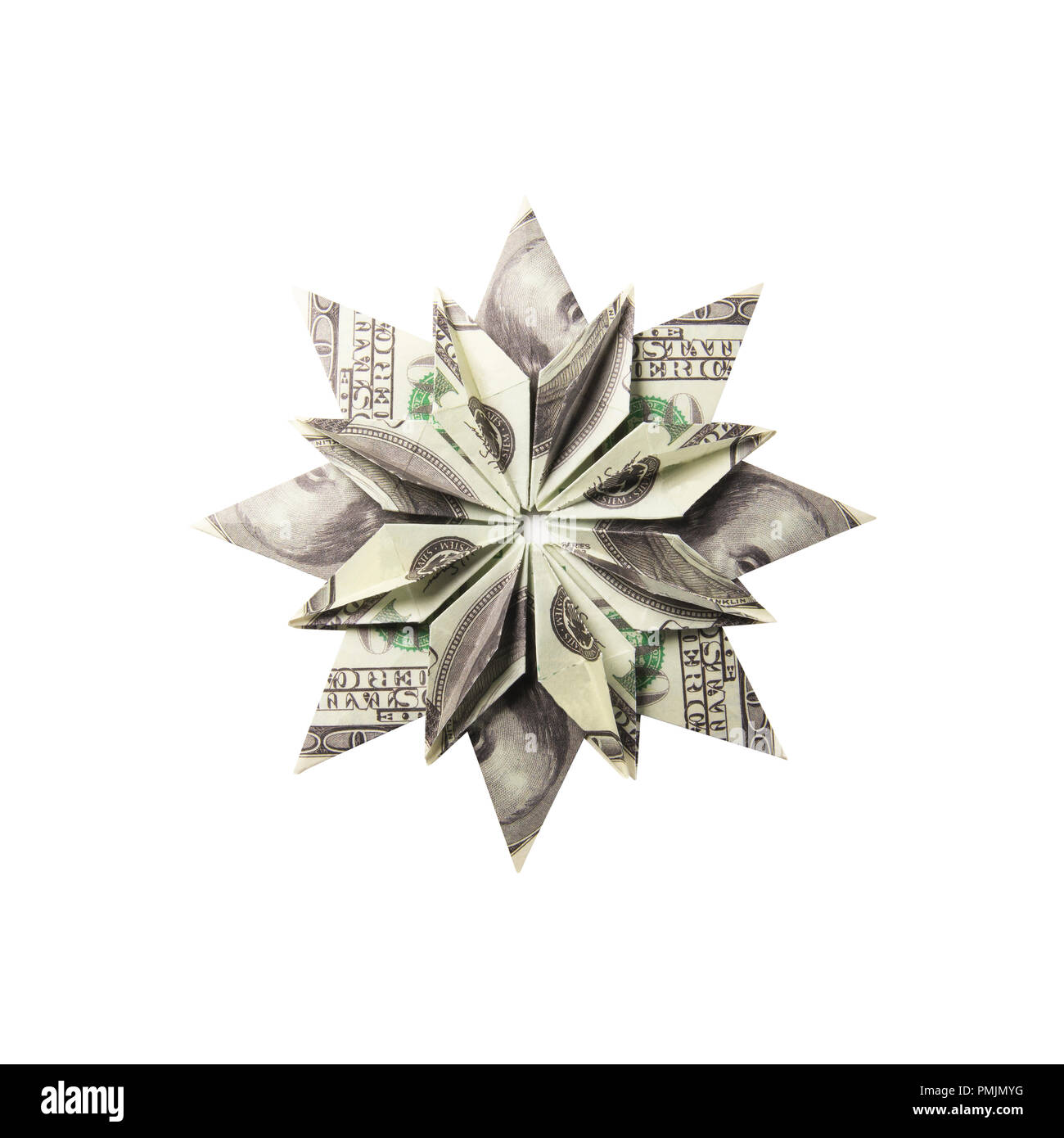 Money Origami snowflake Stock Photo - Alamy